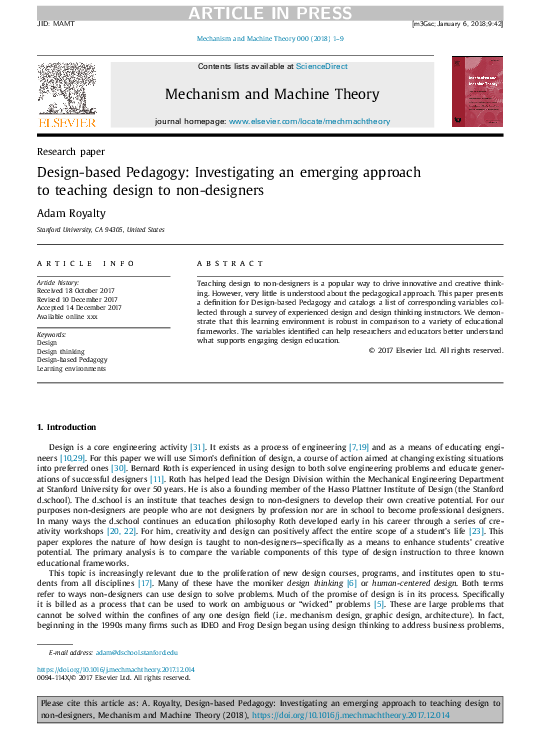(PDF) Design-based Pedagogy: Investigating an emerging approach to ...