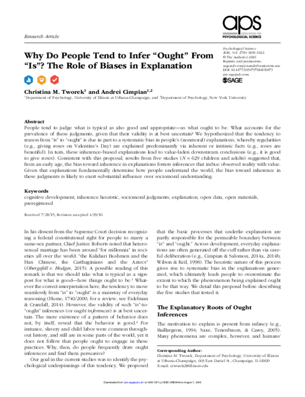 (PDF) Why do people tend to infer ought from is? The role of biases in ...