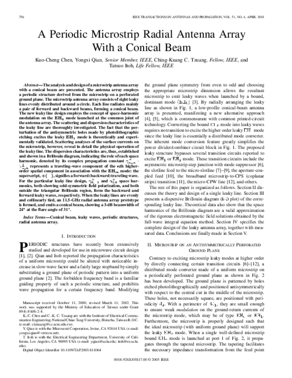 (PDF) A periodic microstrip radial antenna array with a conical beam ...