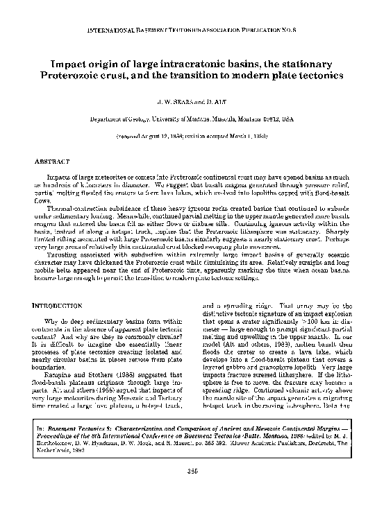 (PDF) Impact origin of large intracratonic basins, the stationary ...