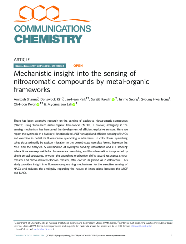 (PDF) Mechanistic insight into the sensing of nitroaromatic compounds ...