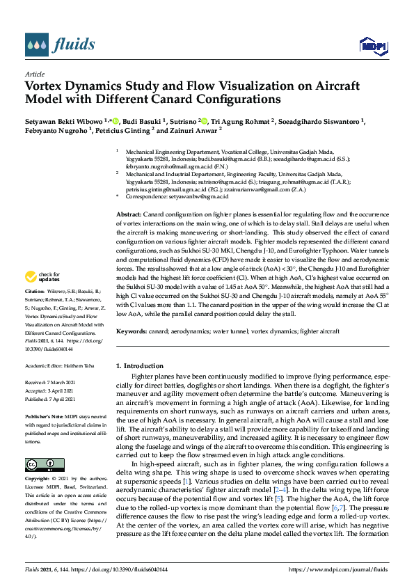 (PDF) Vortex Dynamics Study and Flow Visualization on Aircraft Model ...
