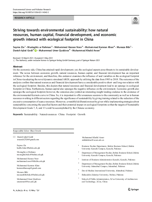 (PDF) Striving towards environmental sustainability: how natural resources, human capital ...