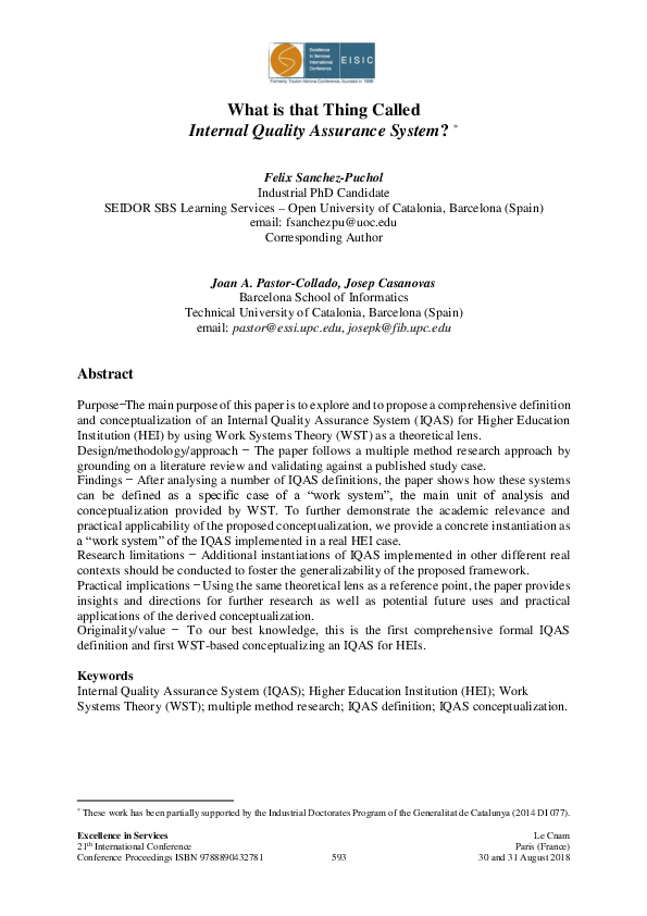 (PDF) What is that thing called internal quality assurance system