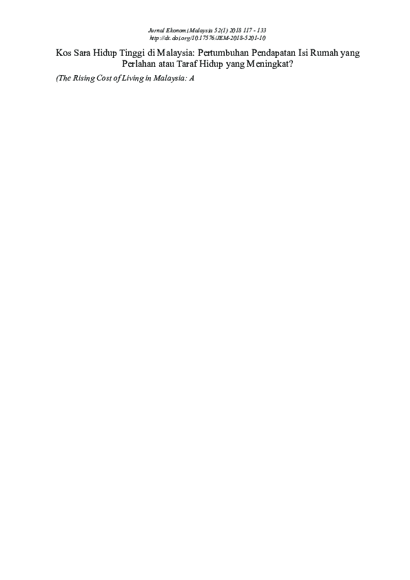 (PDF) Kos Sara Hidup Tinggi di Malaysia: Pertumbuhan Pendapatan Isi Rumah Yang Perlahan atau ...