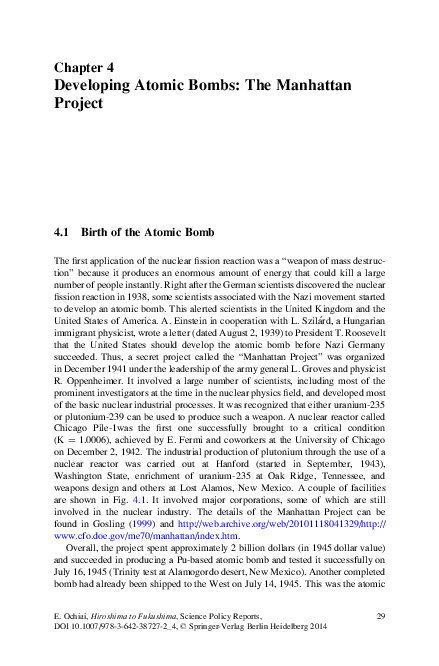 (PDF) Developing Atomic Bombs: The Manhattan Project