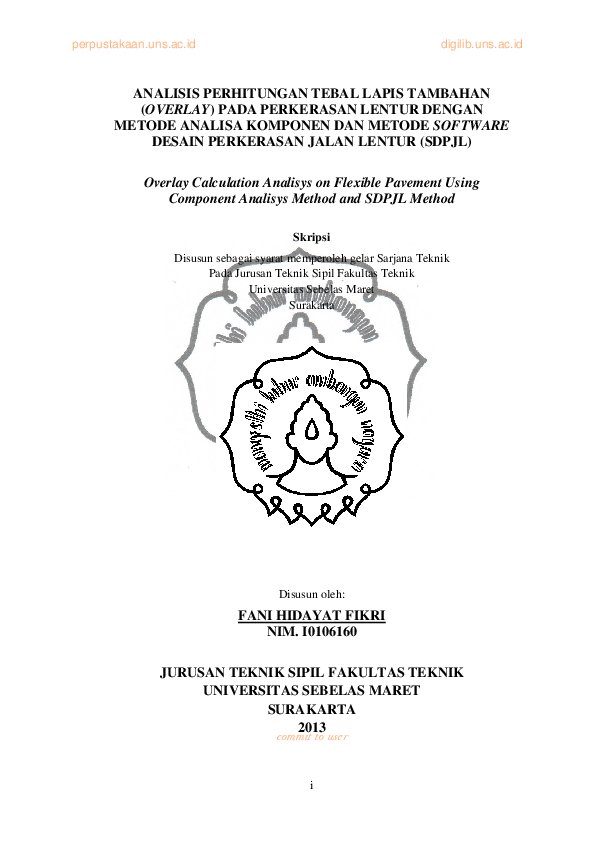 (PDF) Analisis Perhitungan Tebal Lapis Tambahan(Overlay) Pada Perkerasan Lentur Denganmetode ...