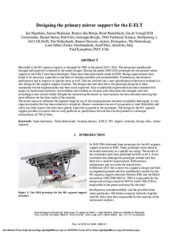 (PDF) Designing the primary mirror support for the E-ELT