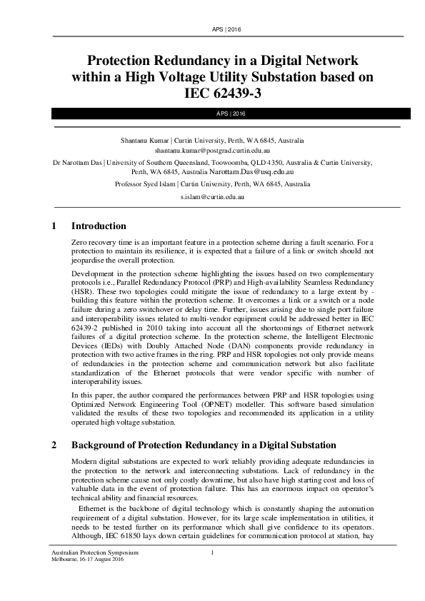 (PDF) Protection redundancy in a digital network within a high voltage ...