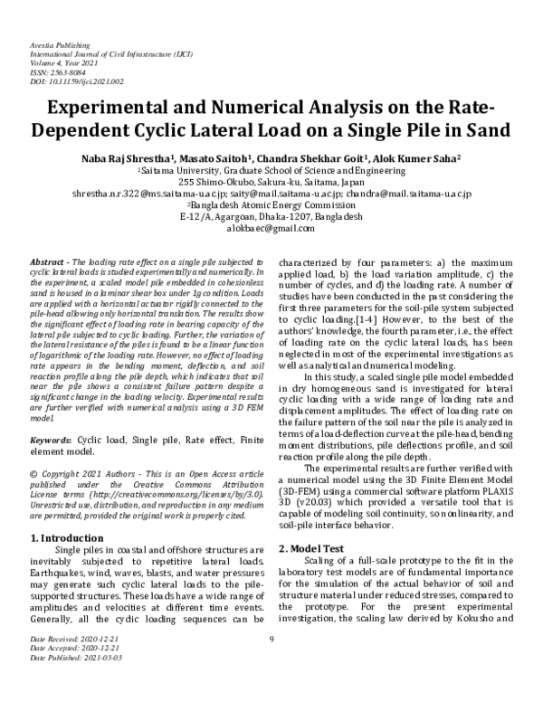 (PDF) Experimental and Numerical Analysis on the Rate-Dependent Cyclic ...