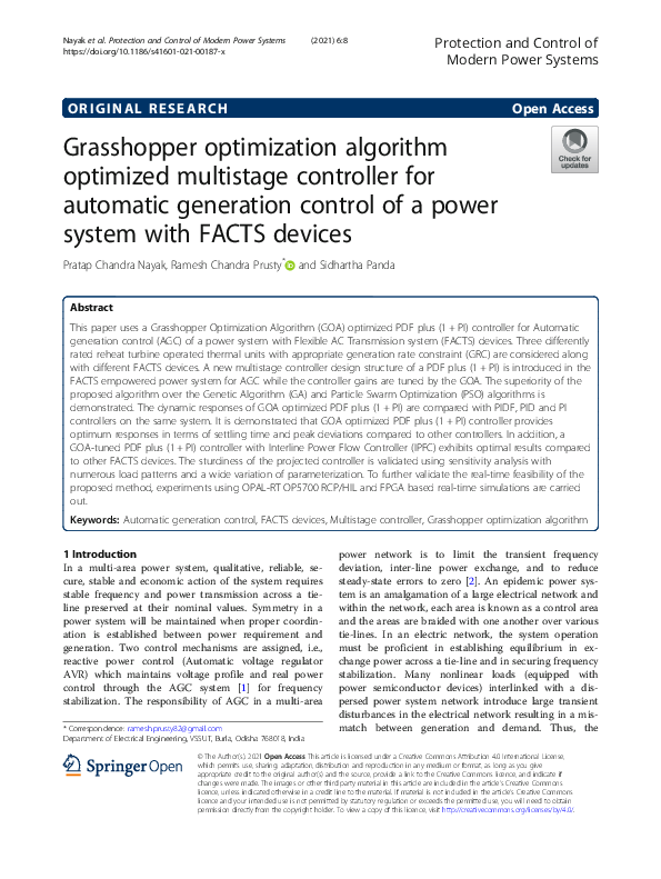 (PDF) Grasshopper optimization algorithm optimized multistage controller for automatic ...
