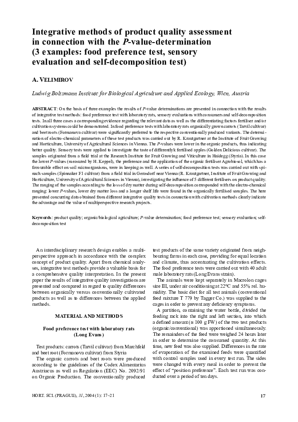 (PDF) Integrative methods of product quality assessment in connection ...