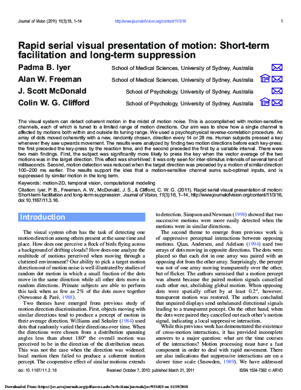 (PDF) Rapid serial visual presentation of motion: Short-term ...
