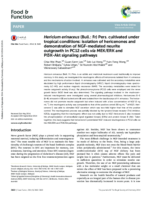 (PDF) Hericium erinaceus (Bull.: Fr) Pers. cultivated under tropical ...