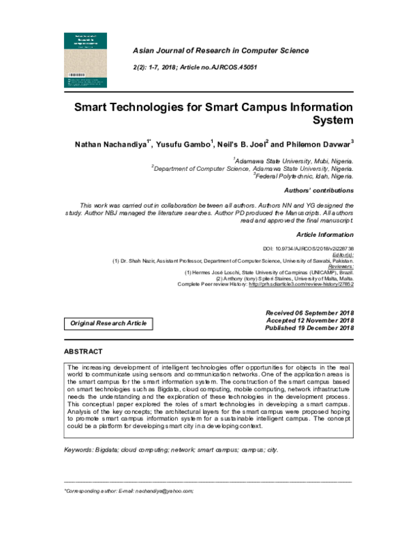 (PDF) Smart Technologies for Smart Campus Information System