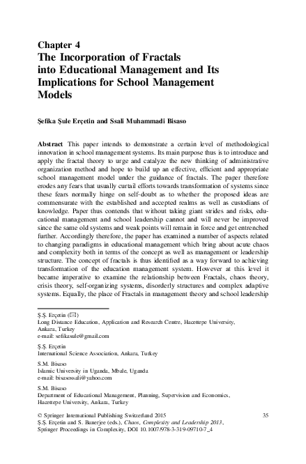 (PDF) The Incorporation of Fractals into Educational Management and Its ...