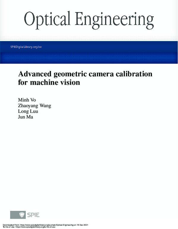 (PDF) Advanced geometric camera calibration for machine vision