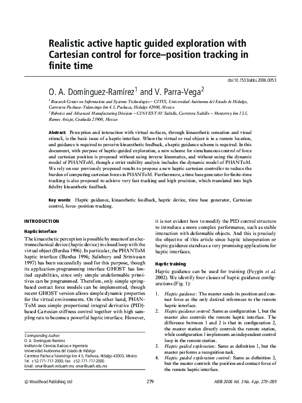 (PDF) Realistic active haptic guided exploration with Cartesian control ...