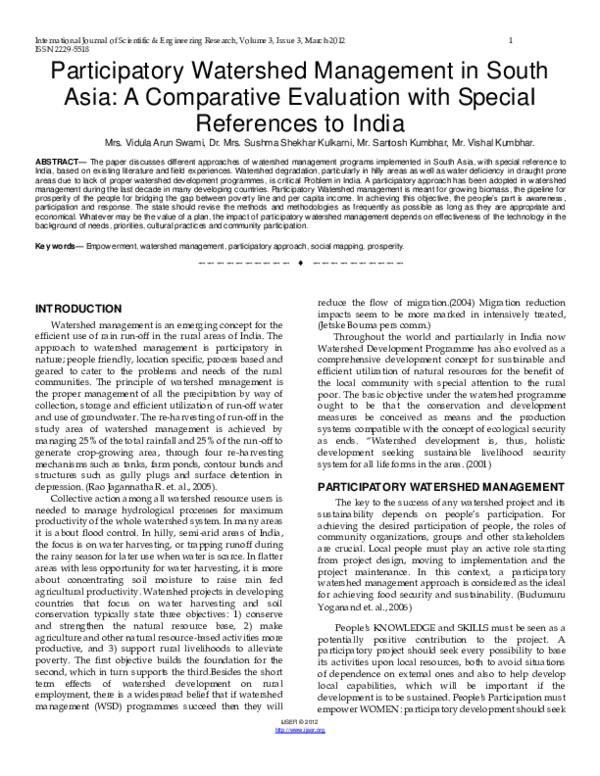 (PDF) Participatory Watershed Management in South Asia: A Comparative ...