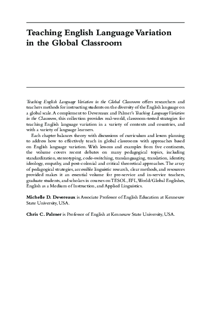 (PDF) Teaching English Language Variation in the Global Classroom ...