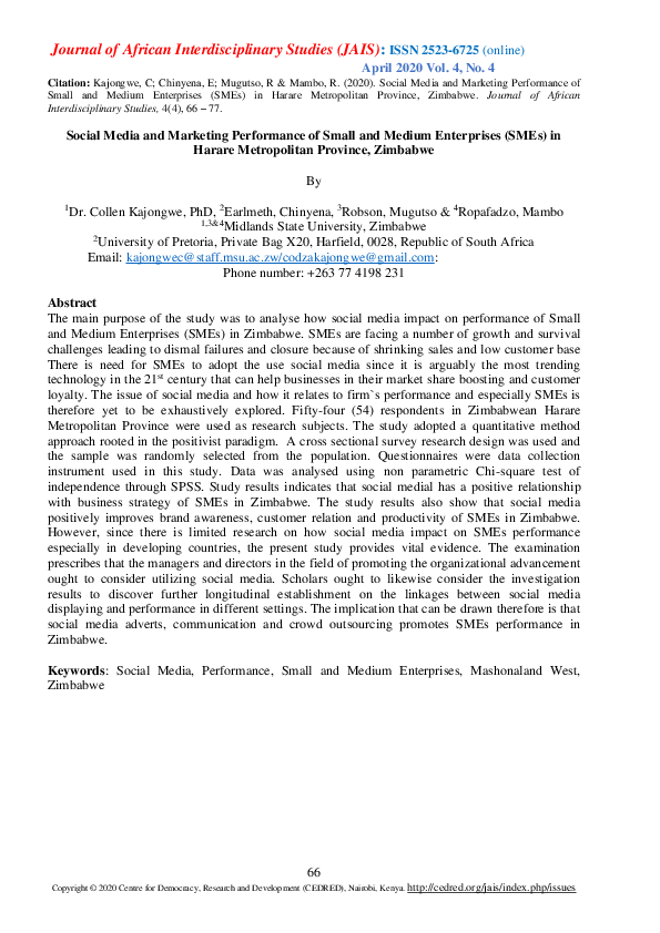 (PDF) Social Media and Marketing Performance of Small and Medium ...