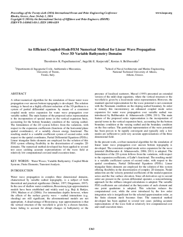 (PDF) An efficient coupled-mode/FEM numerical method for linear wave ... (PDF) An efficient coupled-mode/FEM numerical method for linear wave ...
