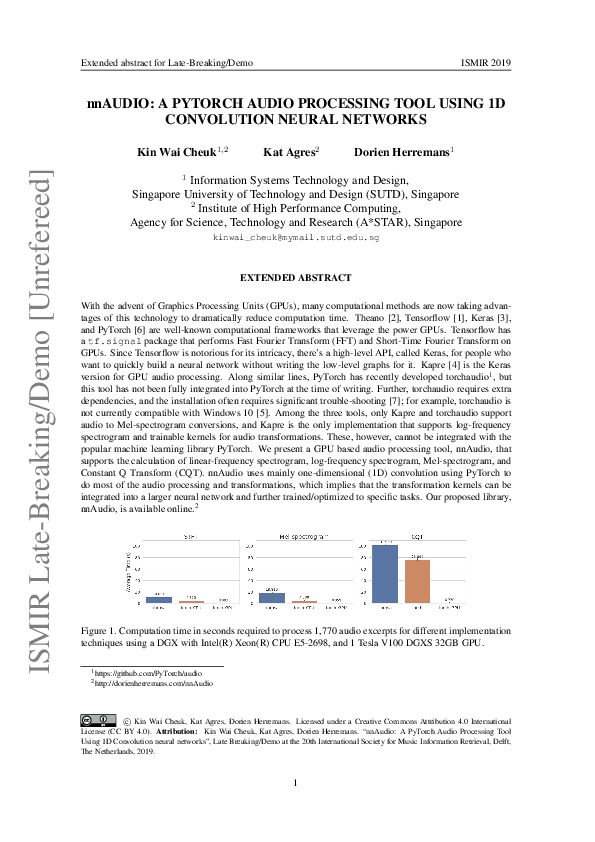 (PDF) nnAUDIO: A PYTORCH AUDIO PROCESSING TOOL USING 1D CONVOLUTION ... (PDF) nnAUDIO: A PYTORCH AUDIO PROCESSING TOOL USING 1D CONVOLUTION ...