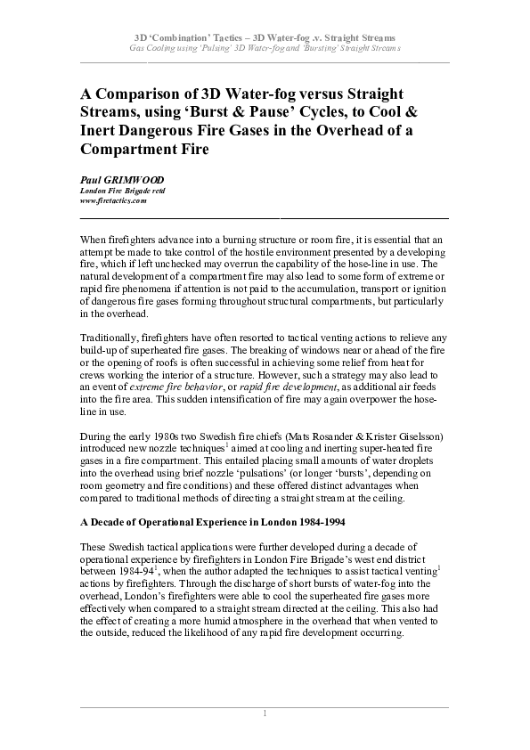 (PDF) A Comparison of 3D Water-fog versus Straight Streams, using ...