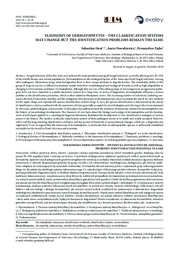 (PDF) Taxonomy of Dermatophytes - the Classification Systems May Change ...