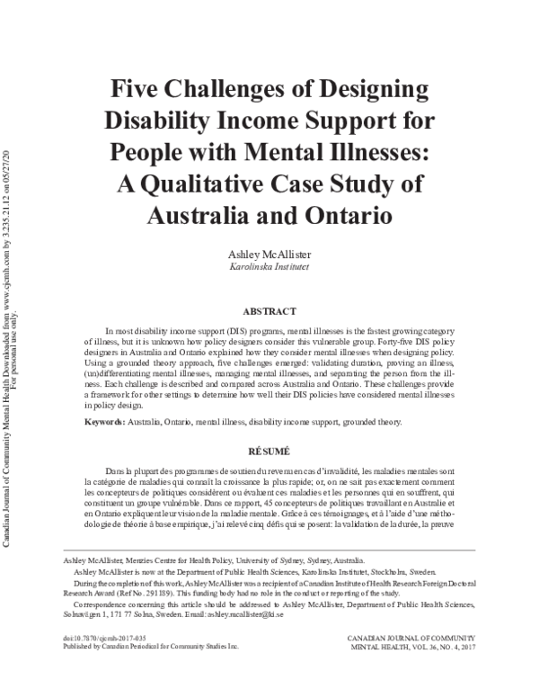 (PDF) Five Challenges of Designing Disability Income Support for People ...