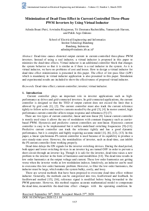 (PDF) Minimization of Dead-Time Effect in Current-Controlled Three-Phase PWM Inverters by Using ...