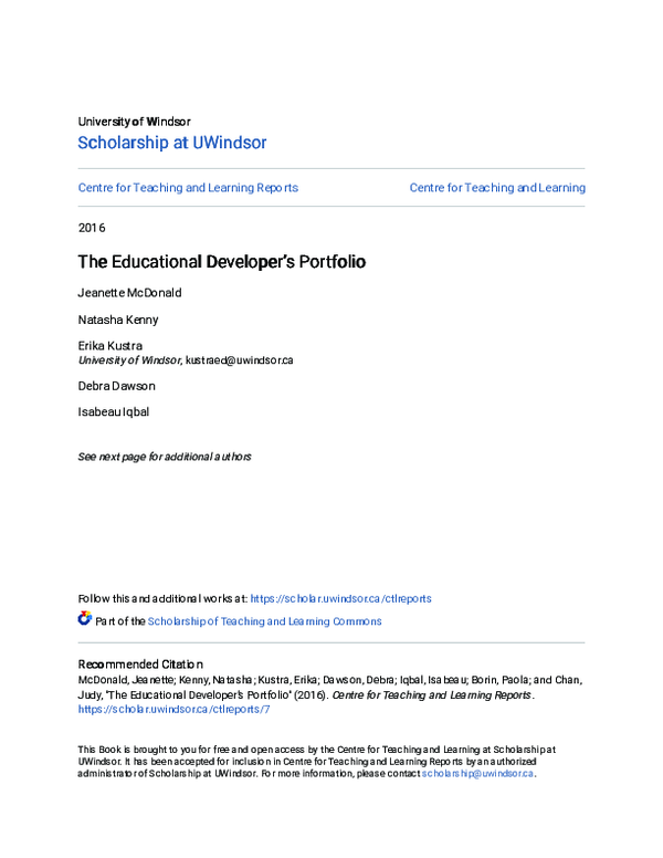 (PDF) The Educational Developer’s Portfolio