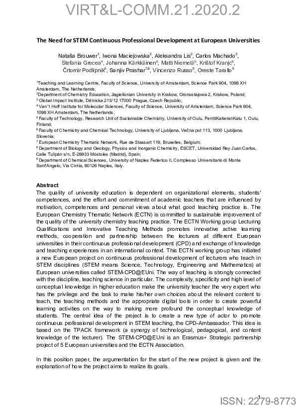 (PDF) The Need for STEM Continuous Professional Development at European ...
