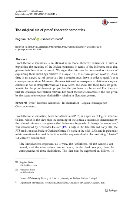 (PDF) The original sin of proof-theoretic semantics