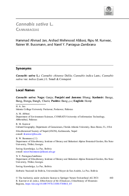 (PDF) Cannabis sativa L. Cannabaceae