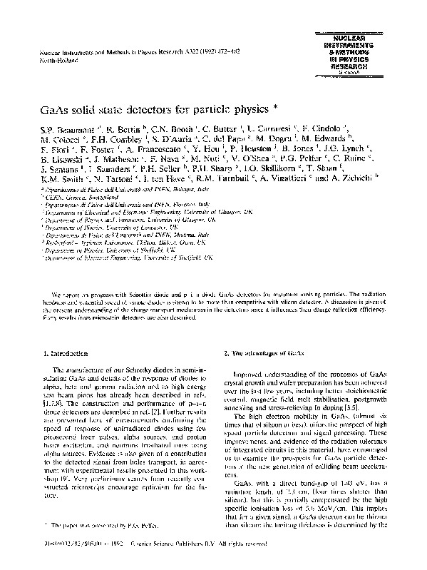 (PDF) GaAs solid state detectors for particle physics