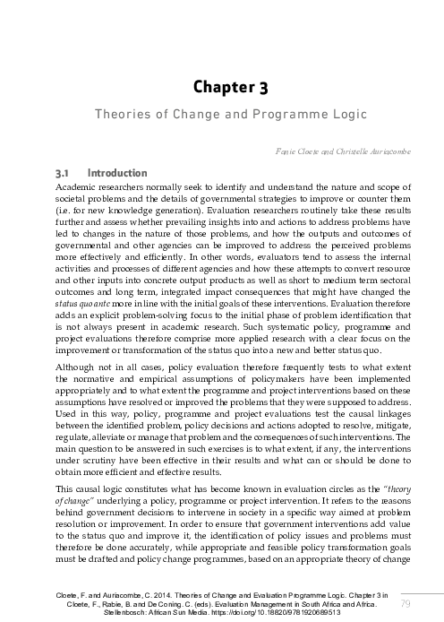 (PDF) Theories of Change and Programme Logic