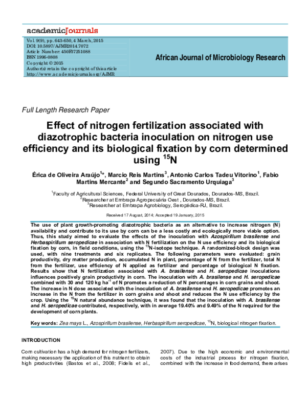(PDF) African Journal of Microbiology Research Effect of nitrogen ...