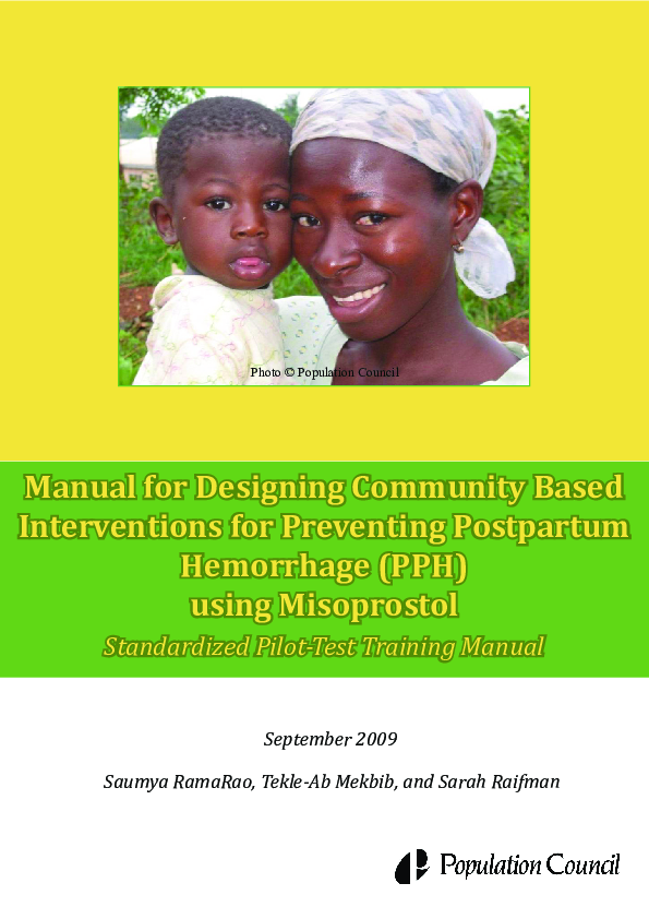 (PDF) Manual for designing community based interventions for preventing ...