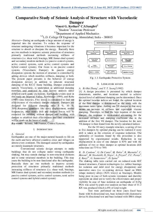 (PDF) Comparative Study of Seismic Analysis of Structure with Viscoelastic Damper
