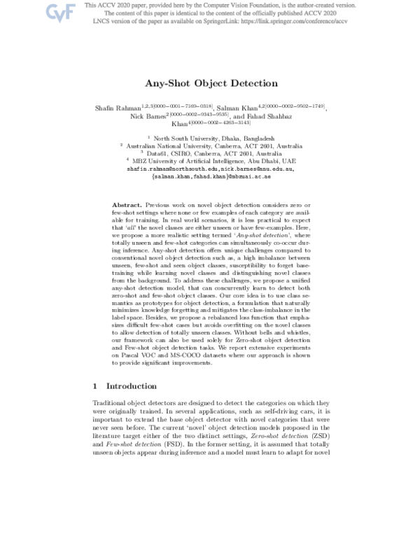(PDF) Any-Shot Object Detection