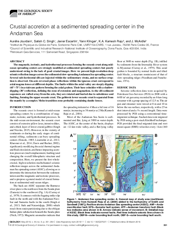 (PDF) Crustal accretion at a sedimented spreading center in the Andaman Sea