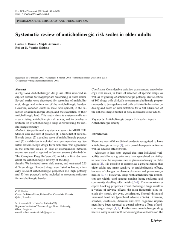 (PDF) Systematic review of anticholinergic risk scales in older adults
