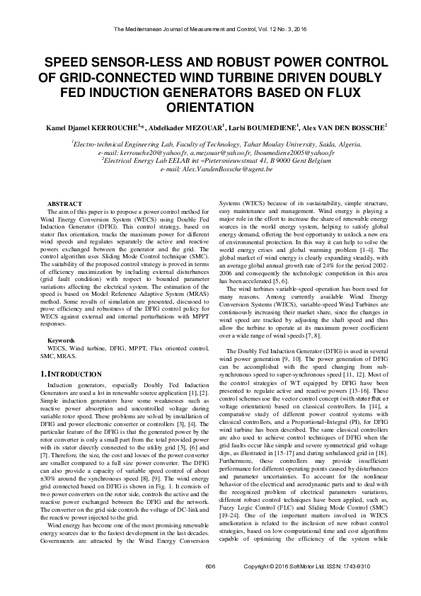 (PDF) Speed sensor-less and robust power control of grid-connected wind turbine driven doubly ...