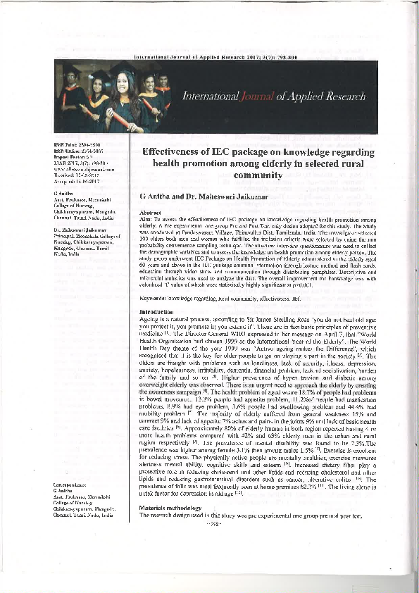 (PDF) Effectiveness of IEC package on knowledge regarding health ...