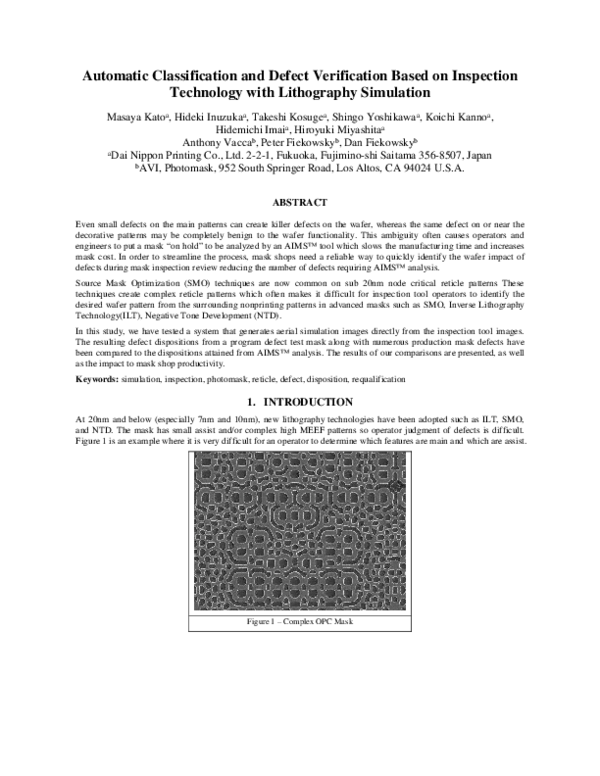 Pdf Automatic Classification And Defect Verification Based On