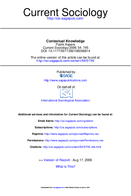(PDF) Contextual knowledge