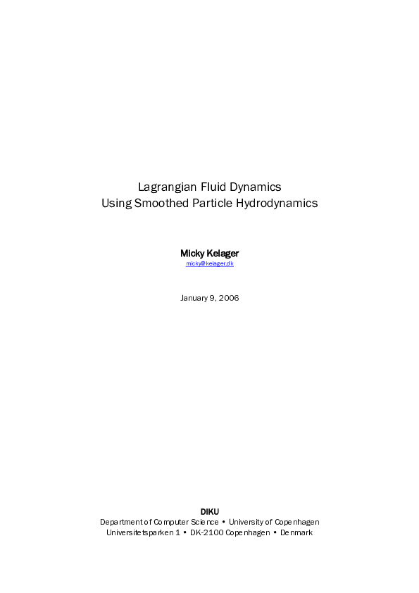 (PDF) Lagrangian Fluid Dynamics Using Smoothed Particle Hydrodynamics