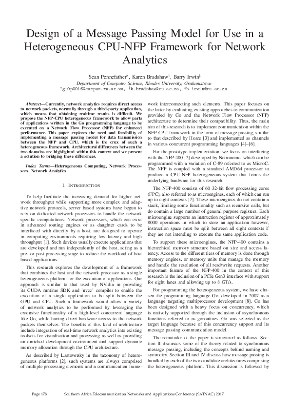 (PDF) Design of a Message Passing Model for Use in a Heterogeneous CPU ...