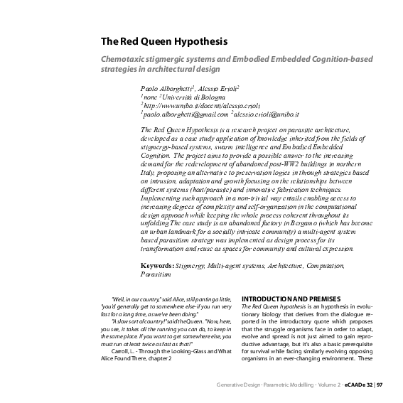 (PDF) The Red Queen Hypothesis Chemotaxic stigmergic systems and Embodied Embedded Cognition ...
